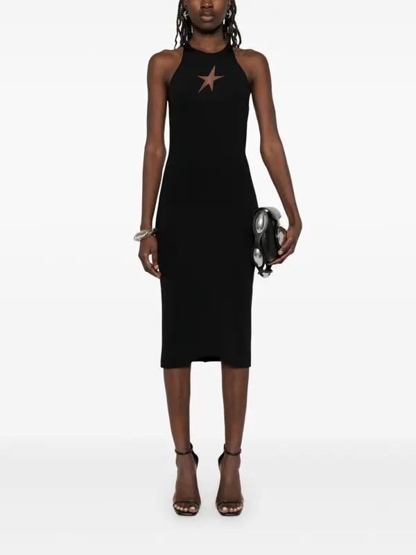 Mugler Star Sleeveless Midi Dress - Black