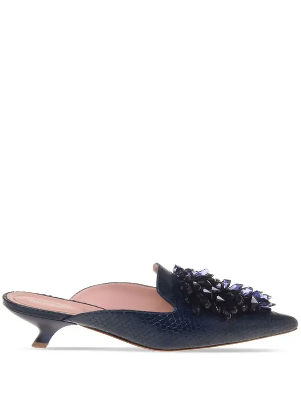 Alberta Ferretti Embellished Leather Mules