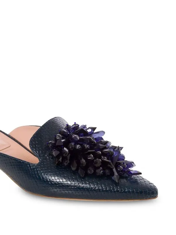 Alberta Ferretti Embellished Leather Mules