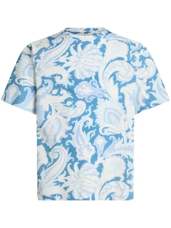 Etro Floral-print T-shirt - Blue