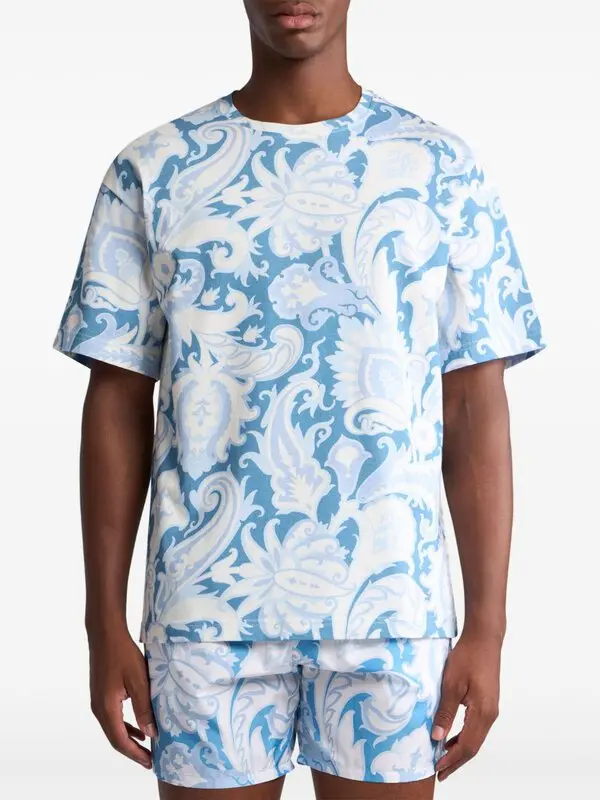 Etro Floral-print T-shirt - Blue