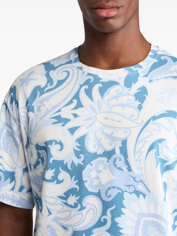 Etro Floral-print T-shirt - Blue