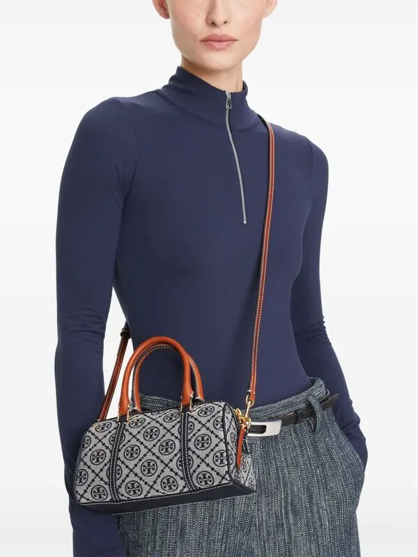 Tory Burch Mini T Monogram Barrel Bag - Grey