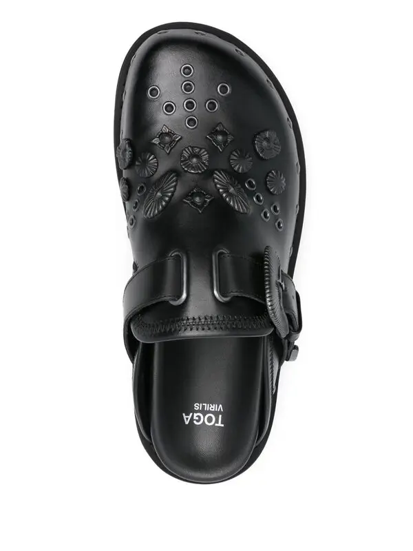 TOGA VIRILIS Studded Slippers - Black