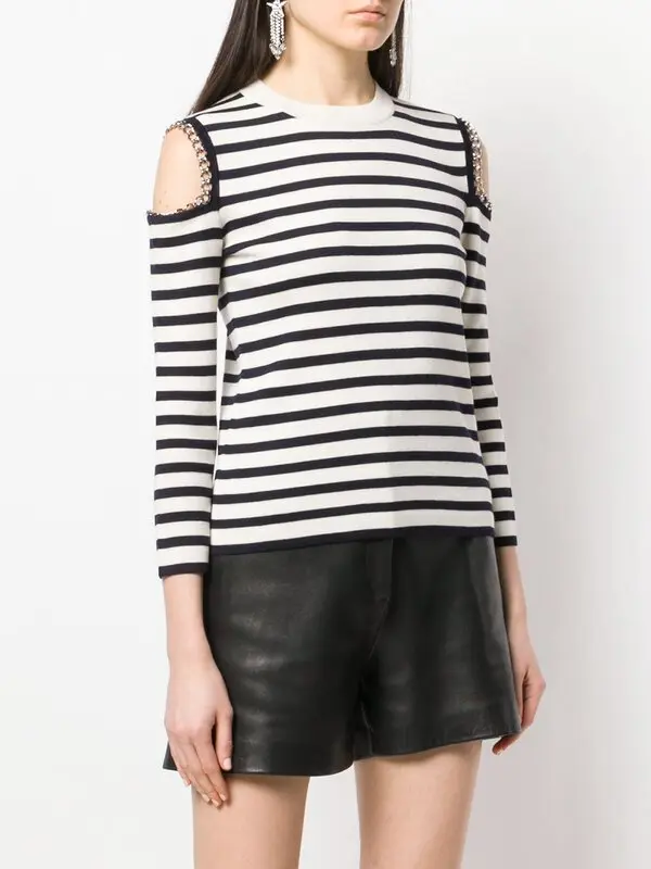 Alexander McQueen Chain-embellished Striped Jumper