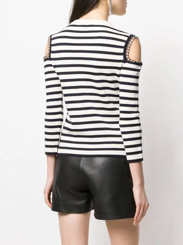 Alexander McQueen Chain-embellished Striped Jumper