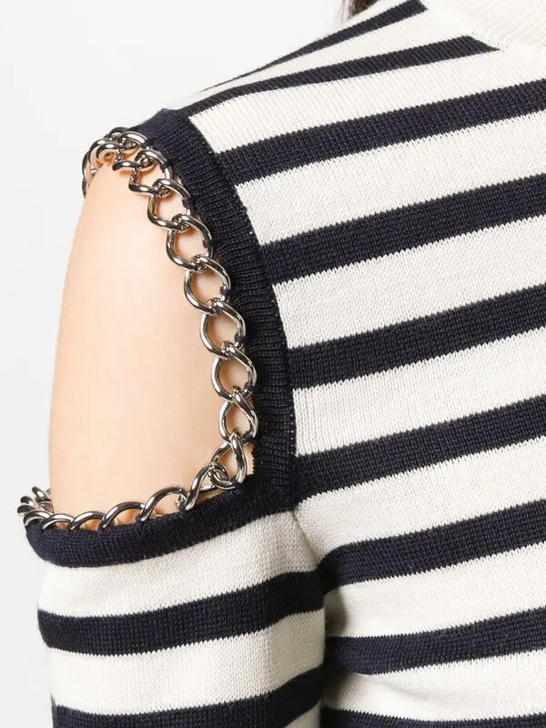 Alexander McQueen Chain-embellished Striped Jumper