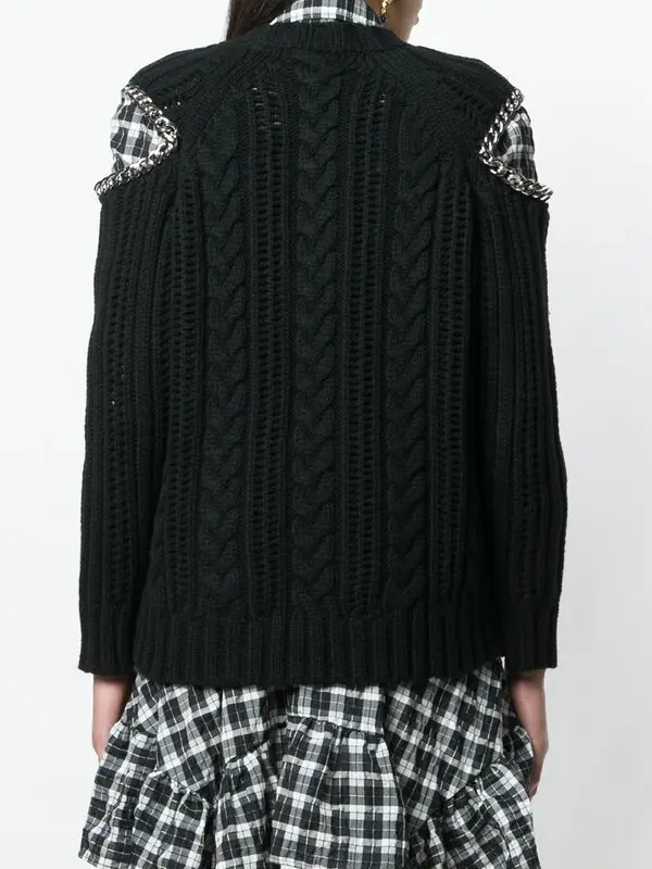 Alexander McQueen Chain Detail Cold Shoulder Sweater