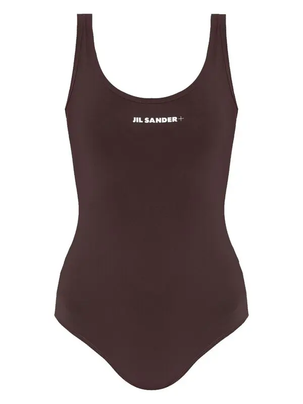 JIL SANDER Logo-print One-piece Swimsuit - Brown
