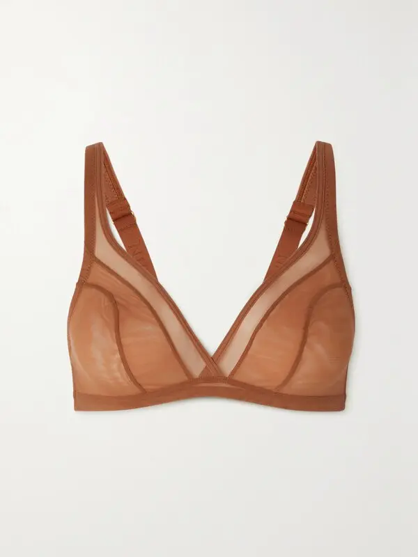 NUBIAN SKIN Stretch-tulle Soft Cup Bra - Brown