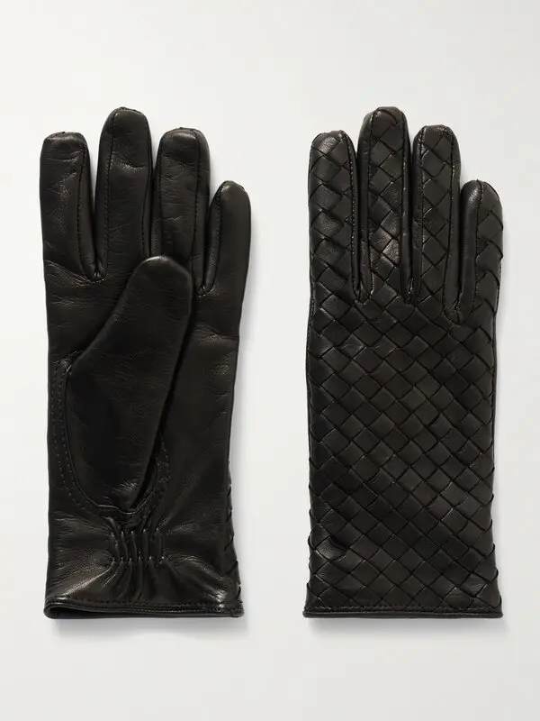 Bottega Veneta Intrecciato Leather Gloves - Black