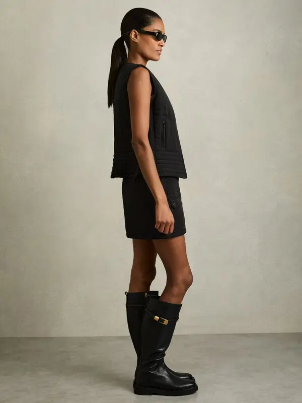 REISS Mio Quilted Belted Vest