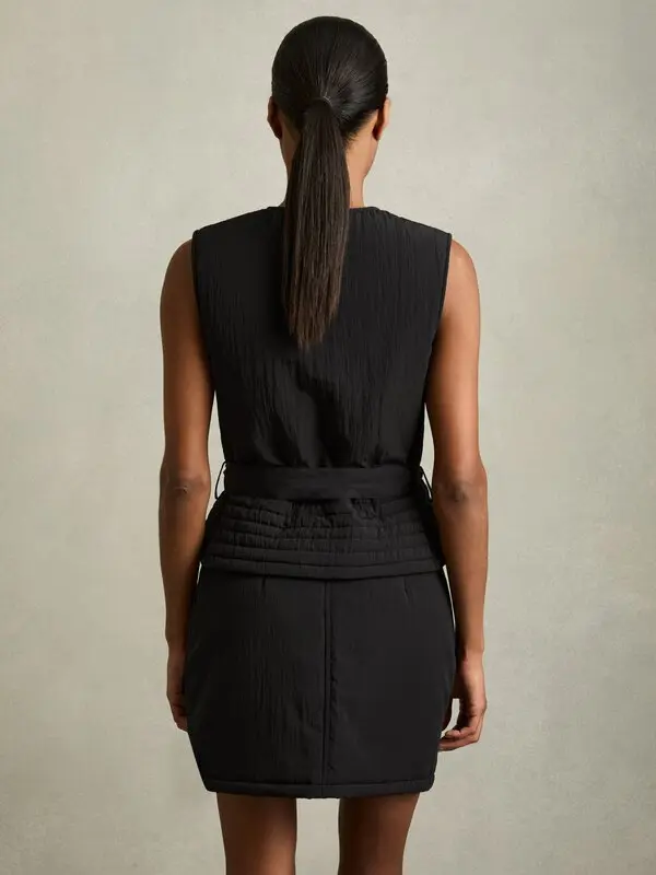 REISS Mio Quilted Belted Vest