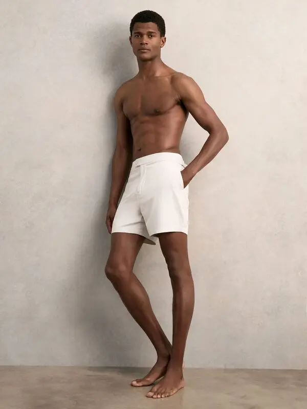 REISS Sun Side-adjuster Swim Shorts - Off White