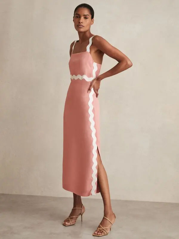 REISS Asher Wave-trim Crepe Midi Dress