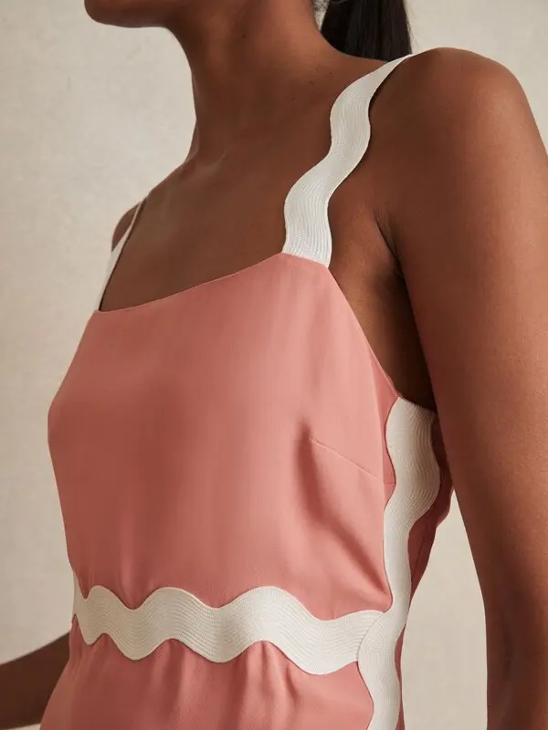 REISS Asher Wave-trim Crepe Midi Dress