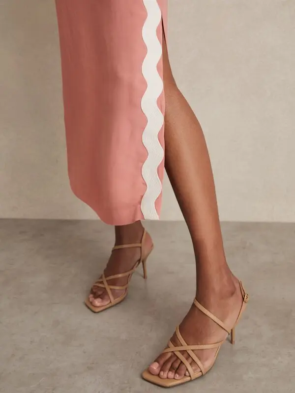 REISS Asher Wave-trim Crepe Midi Dress
