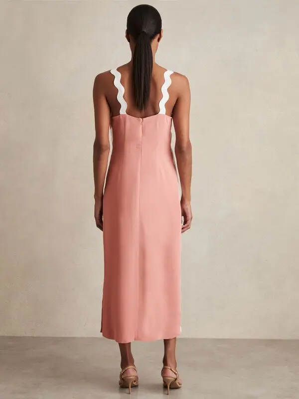 REISS Asher Wave-trim Crepe Midi Dress