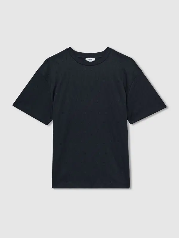 REISS Ivan Oversized Wave-jacquard T-shirt