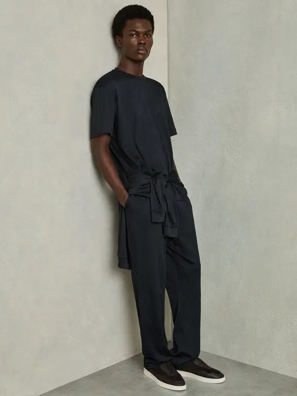 REISS Ivan Oversized Wave-jacquard T-shirt