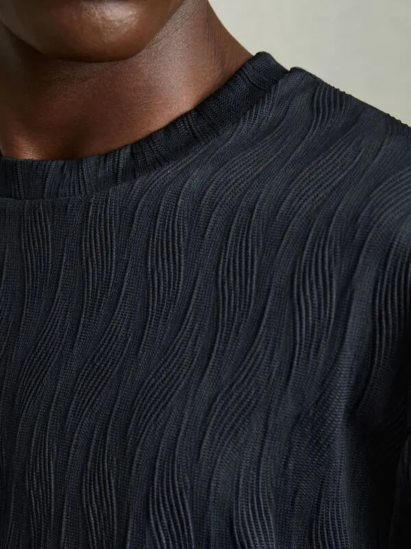 REISS Ivan Oversized Wave-jacquard T-shirt