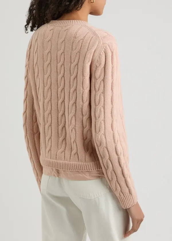 Moncler Cable-knit Wool-blend Jumper - Pink Light