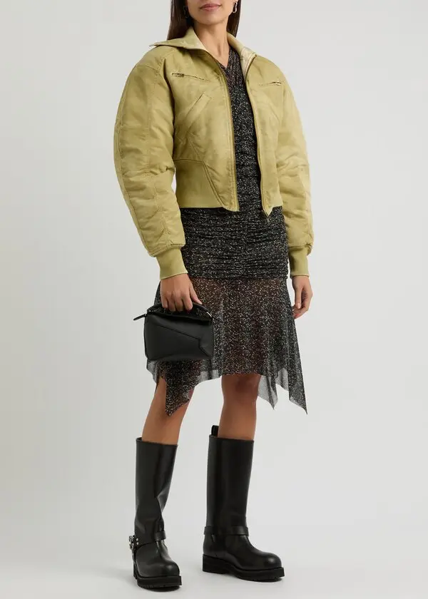 KNWLS Joan Printed Ruched Stretch-tulle Dress