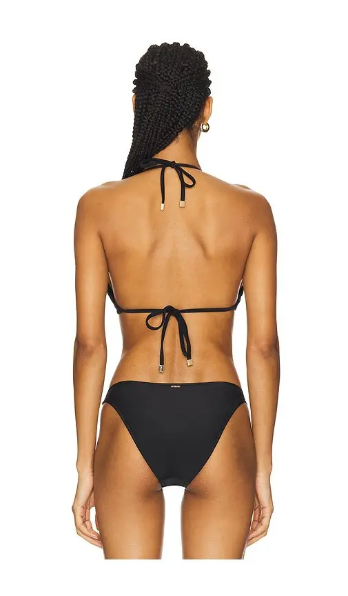 L'Agence Solid Triangle Bikini Top With Gold-tone Hardware