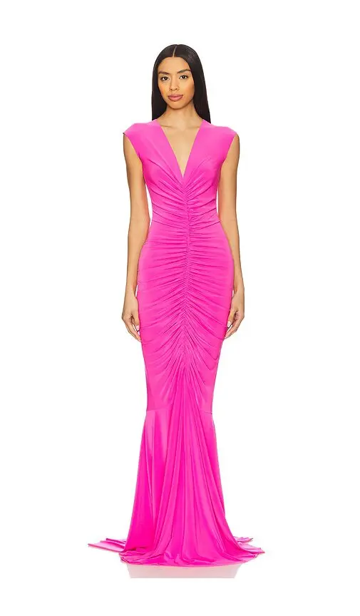 Norma Kamali Sleeveless Deep V-neck Fishtail Gown - Orchid Pink