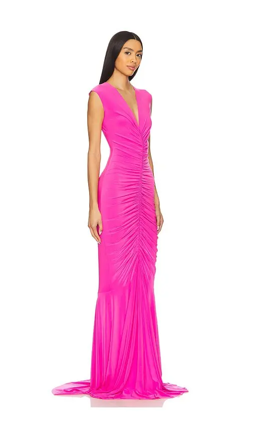 Norma Kamali Sleeveless Deep V-neck Fishtail Gown - Orchid Pink