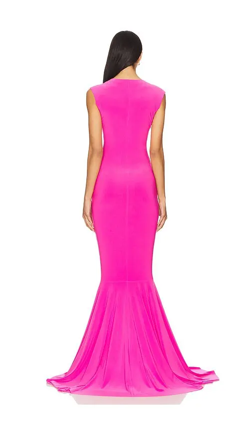 Norma Kamali Sleeveless Deep V-neck Fishtail Gown - Orchid Pink