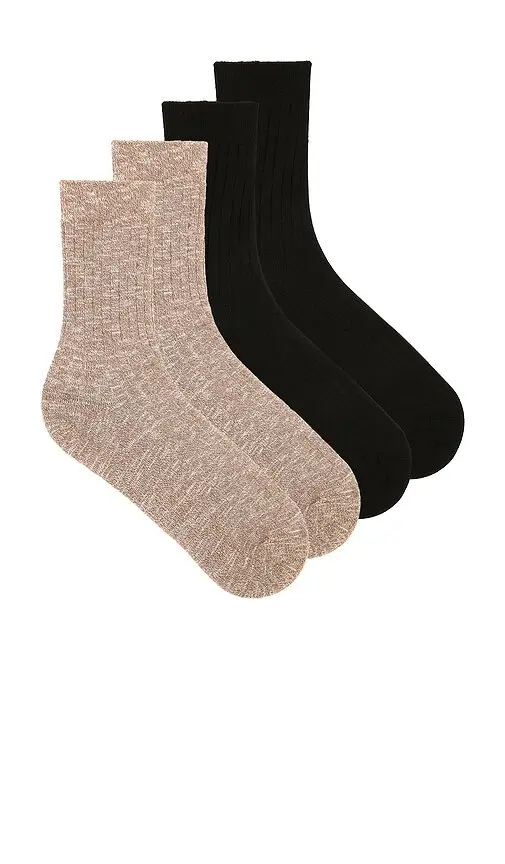 WAO Lifestyle Sock 2 Pack - Black And Marled Beige
