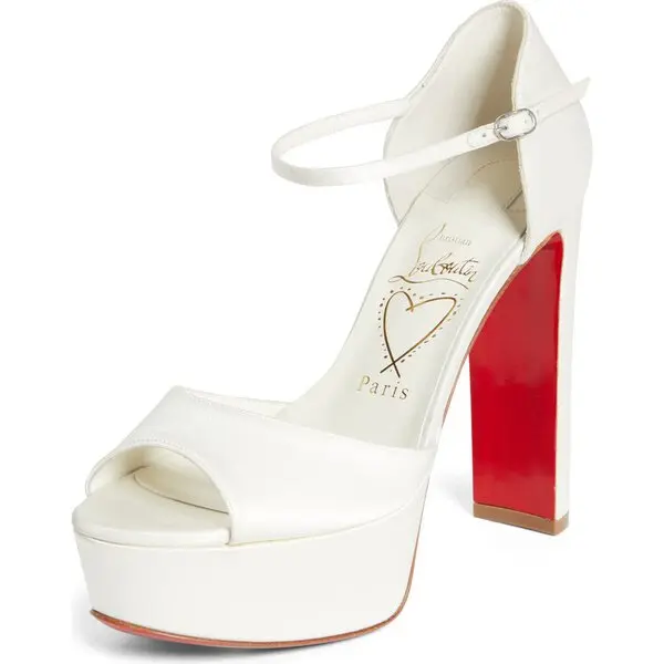 CHRISTIAN LOUBOUTIN Sandaloo Silk Satin Platform Sandal - W446 Ivory/lin Snow