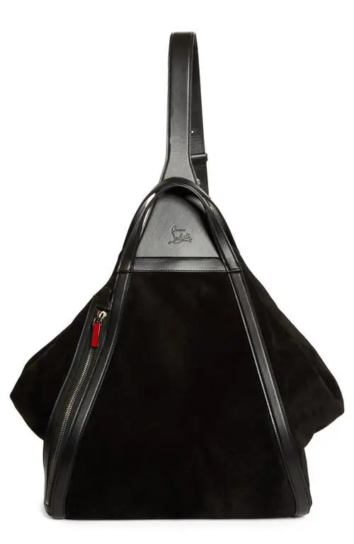 CHRISTIAN LOUBOUTIN Crosta Pyramid Hobo Sling Bag - Black