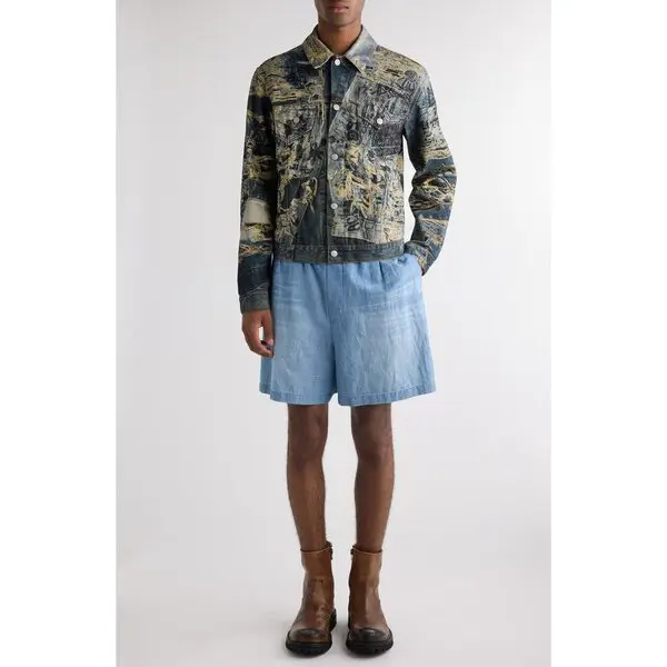 Acne Studios Trompe L'oeil Print Denim Trucker Jacket