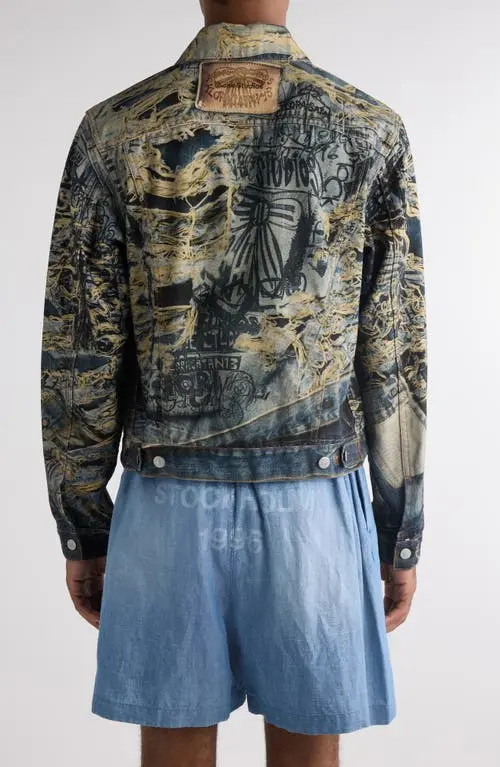 Acne Studios Trompe L'oeil Print Denim Trucker Jacket