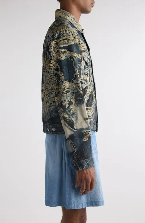Acne Studios Trompe L'oeil Print Denim Trucker Jacket