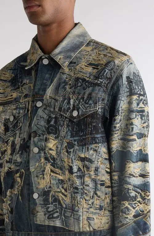 Acne Studios Trompe L'oeil Print Denim Trucker Jacket