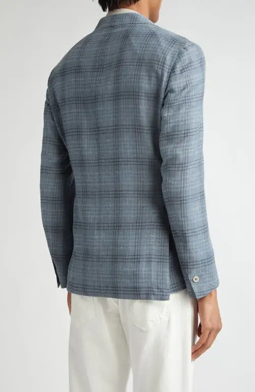 Eleventy Plaid Linen & Wool Blend Sport Coat