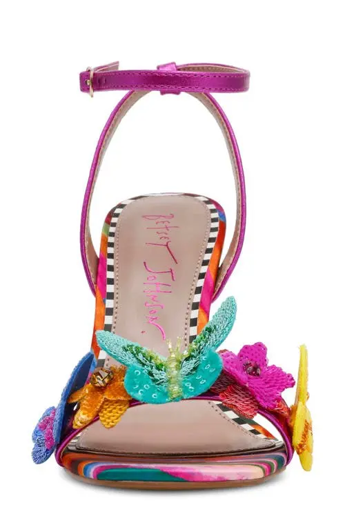 Betsey Johnson Apolo Ankle Strap Wedge Sandal - Fuchsia Multi
