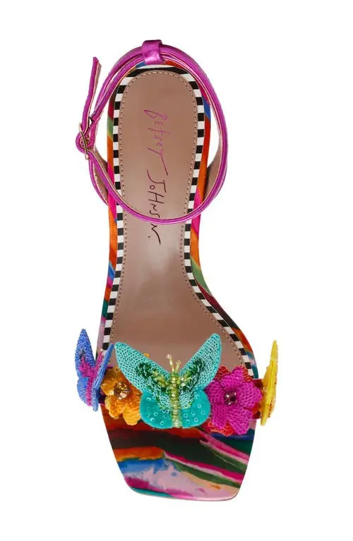 Betsey Johnson Apolo Ankle Strap Wedge Sandal - Fuchsia Multi