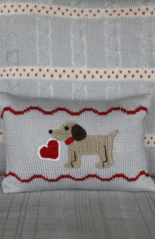 MELANGE COLLECTION Valentine Puppy Dog Mini Pillow