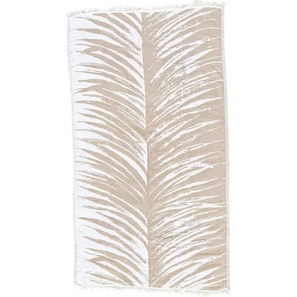 Anaya Tropical Turkish Cotton Beach Towel - Beige