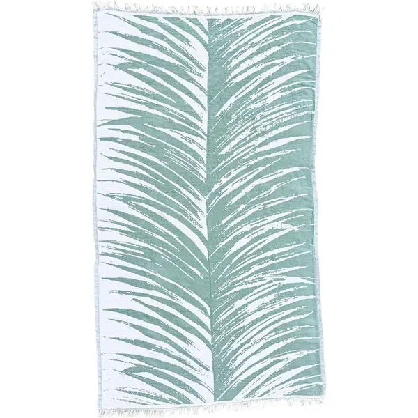 Anaya Tropical Turkish Cotton Beach Towel - Sea Green