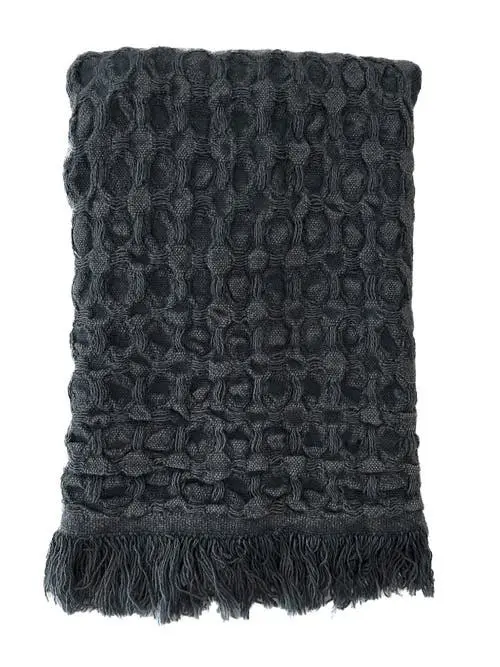 Anaya Turkish Cotton Waffle Hand Towelset Of 2 - Black