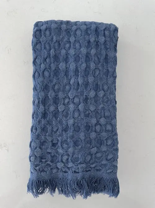 Anaya Turkish Cotton Waffle Hand Towelset Of 2 - Deep Blue
