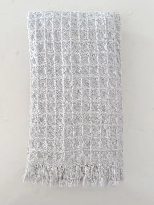 Anaya Turkish Cotton Waffle Hand Towelset Of 2 - Soft Grey