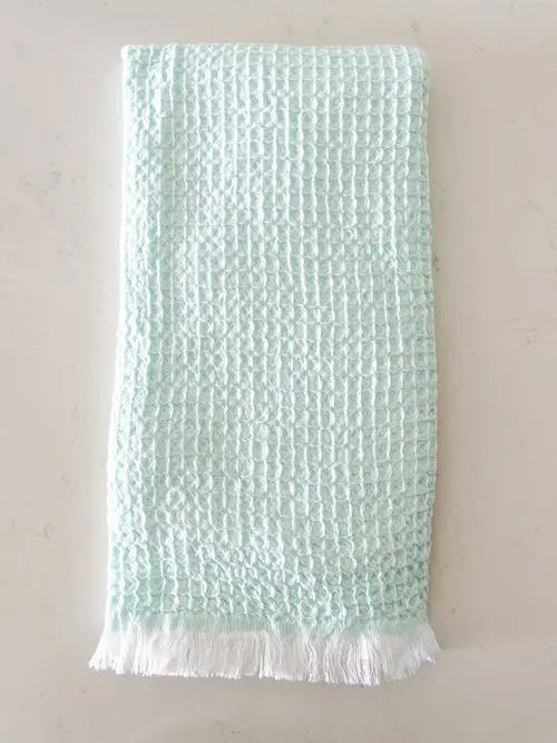 Anaya 2 Tone Turkish Cotton Waffle Bath Towel - Bright Aqua