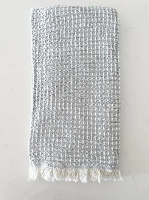 Anaya 2 Tone Turkish Cotton Waffle Bath Towel - Grey