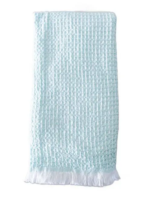 Anaya 2 Tone Turkish Cotton Waffle Bath Towel - Sky Blue